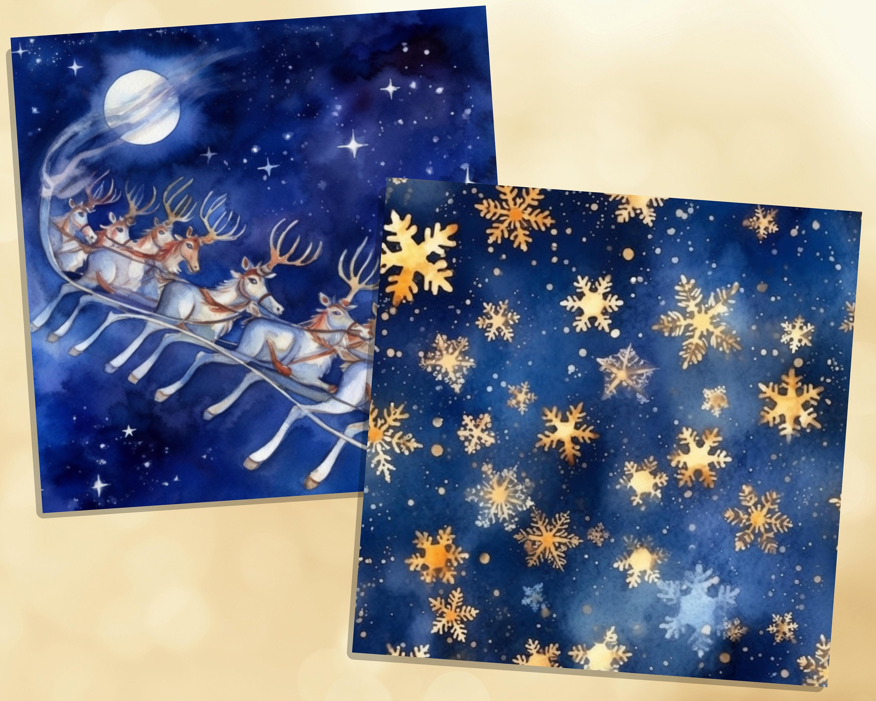 Printable Watercolor Navy Blue Christmas Digital Papers Xmas - Etsy