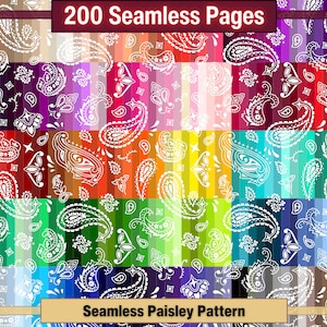 Printable 200 Seamless Paisley Pattern Digital Papers, Paisley Colour ...