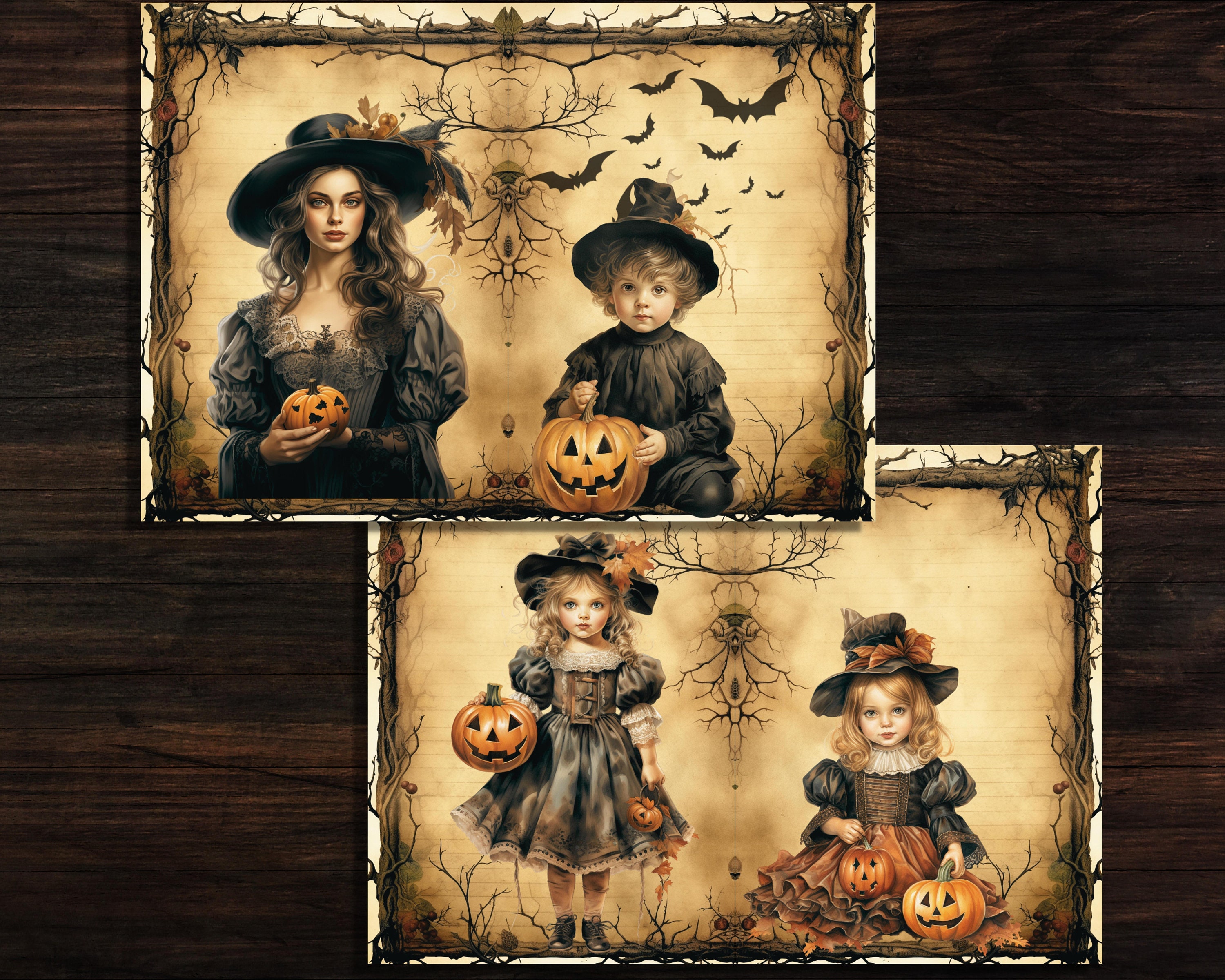 Printable Vintage Creepy Halloween Digital Papers Retro - Etsy