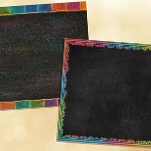 Printable Rainbow Chalkboard Digital Papers, Blackboard Pages ...