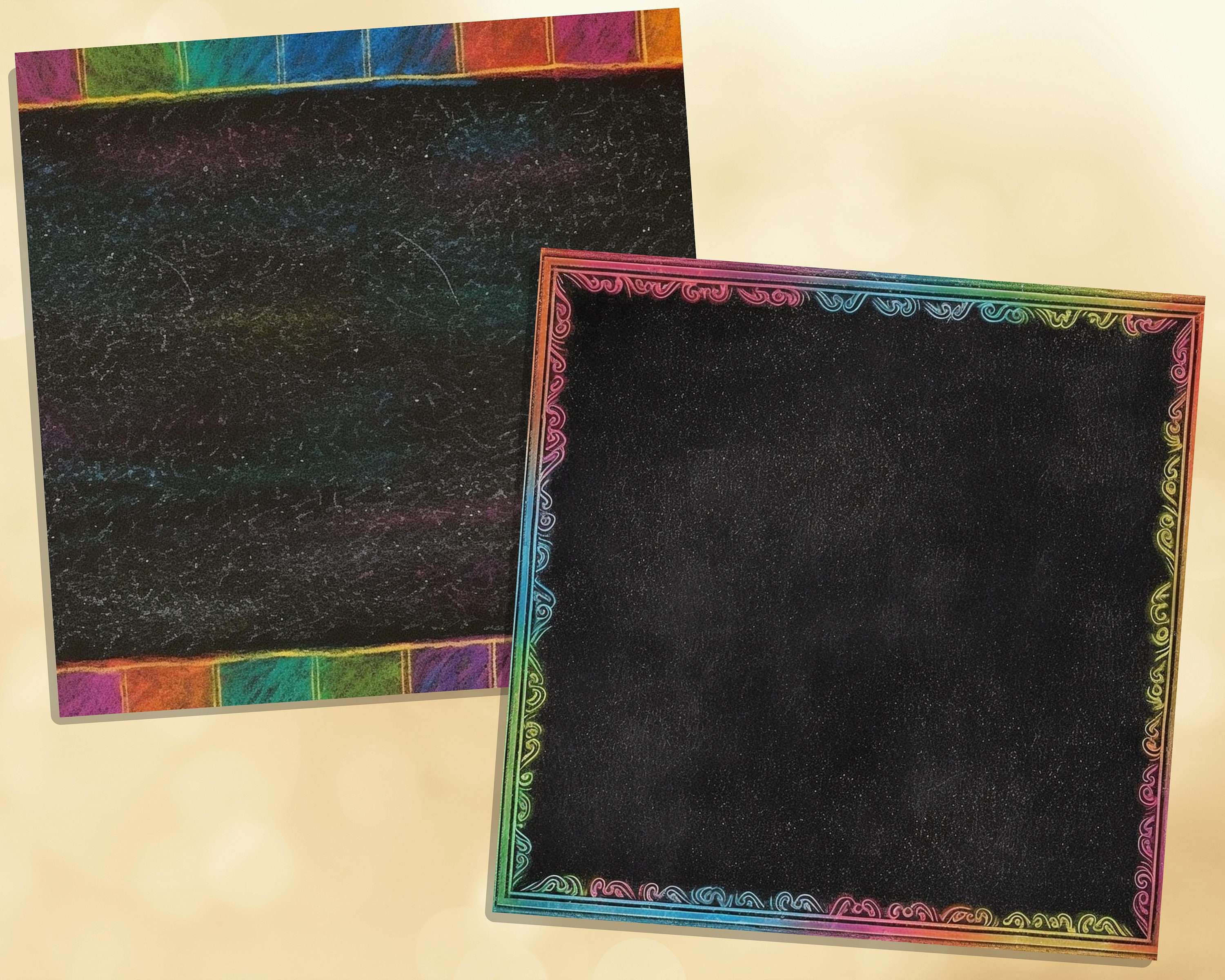 Printable Rainbow Chalkboard Digital Papers Blackboard Pages - Etsy