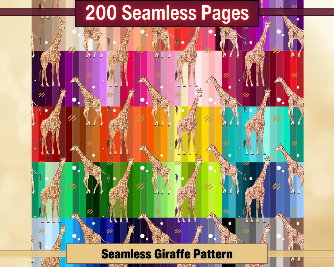 Printable 200 Seamless Giraffe Pattern Digital Papers, Animal Rainbow ...