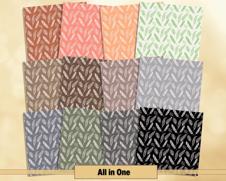 Printable 200 Seamless Feather Pattern Digital Papers, Feathers Color ...