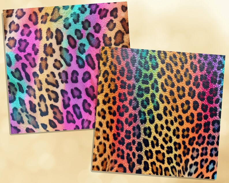 Printable Rainbow Leopard Pattern Digital Iridescent Papers, Pages ...