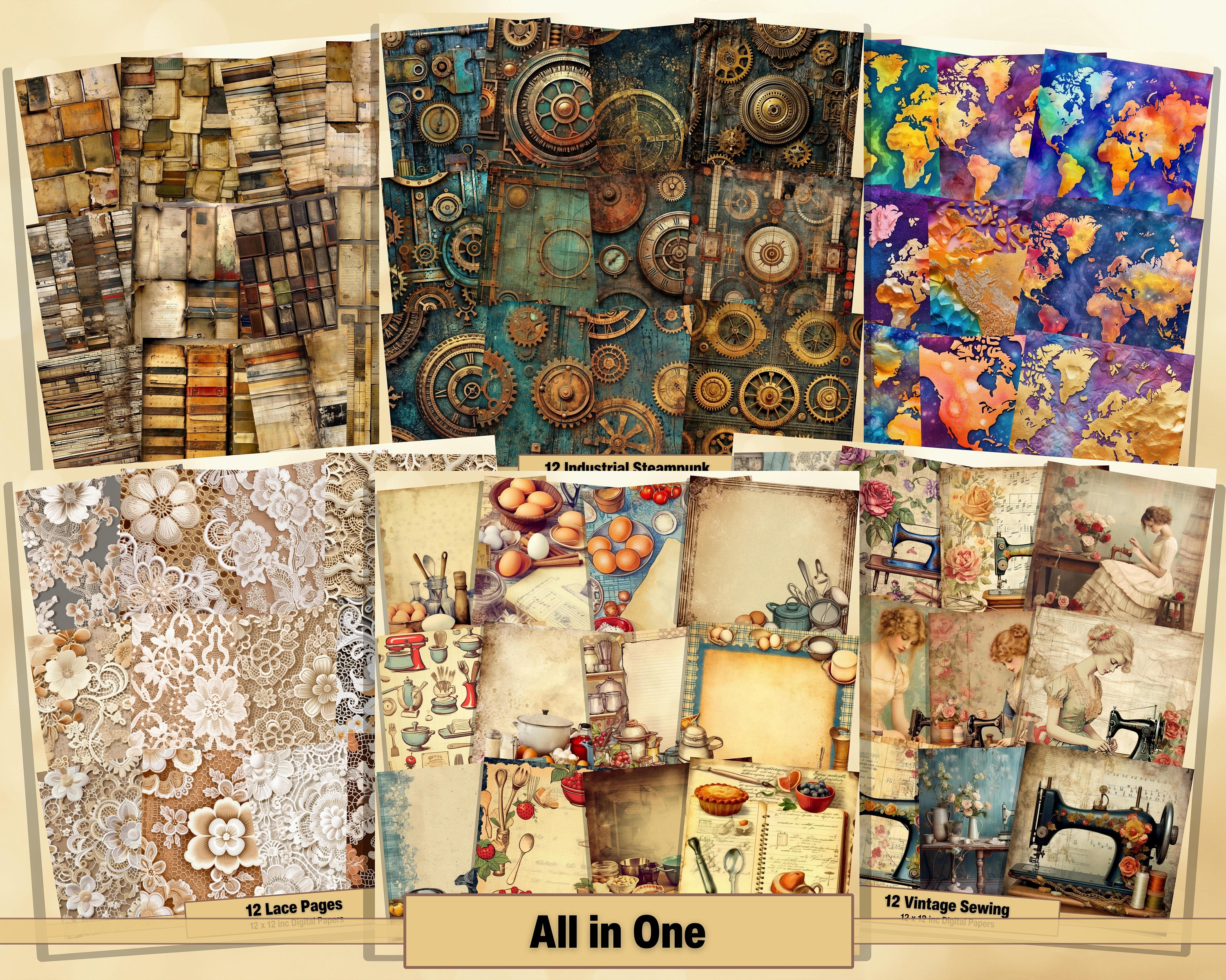 Printable Backgrounds Digital Papers Mega Bundle, Textures Pages ...