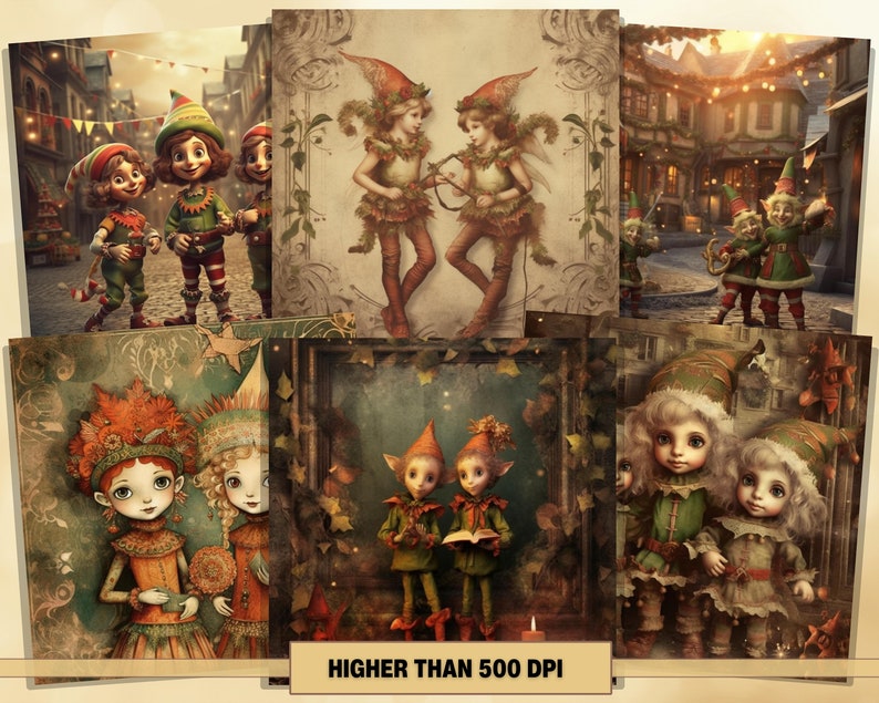 Printable Christmas Elves Digital Papers Xmas Elf Pages - Etsy