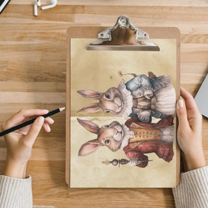 Printable Victorian Rabbit Digital Paper, Dressed Animals Ephemera ...