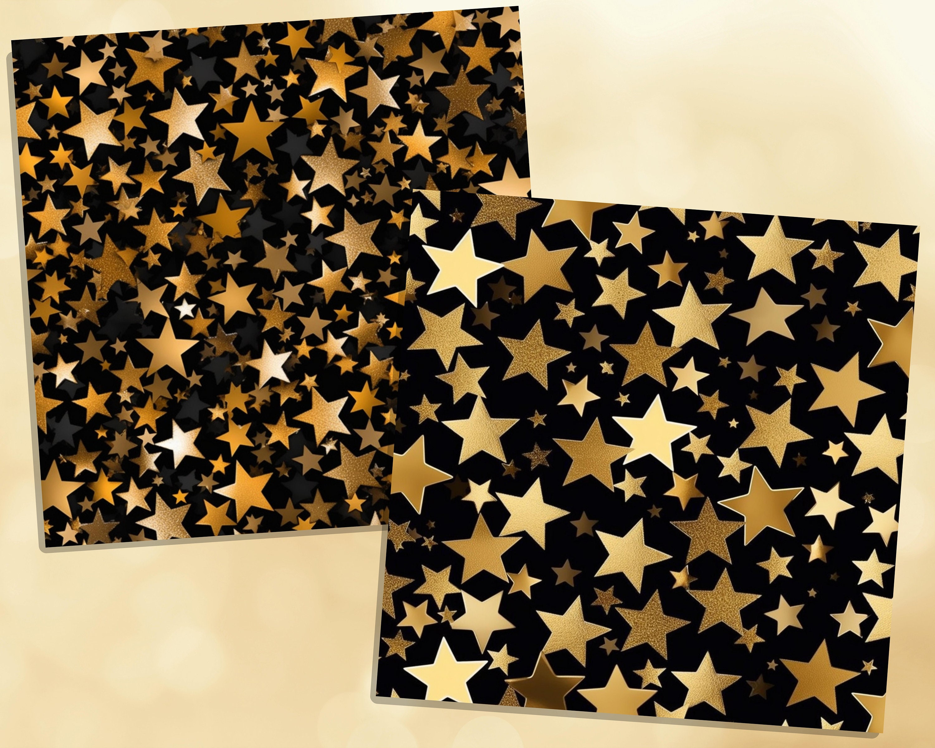 Printable Black and Gold Star Digital Papers Golden Starry - Etsy
