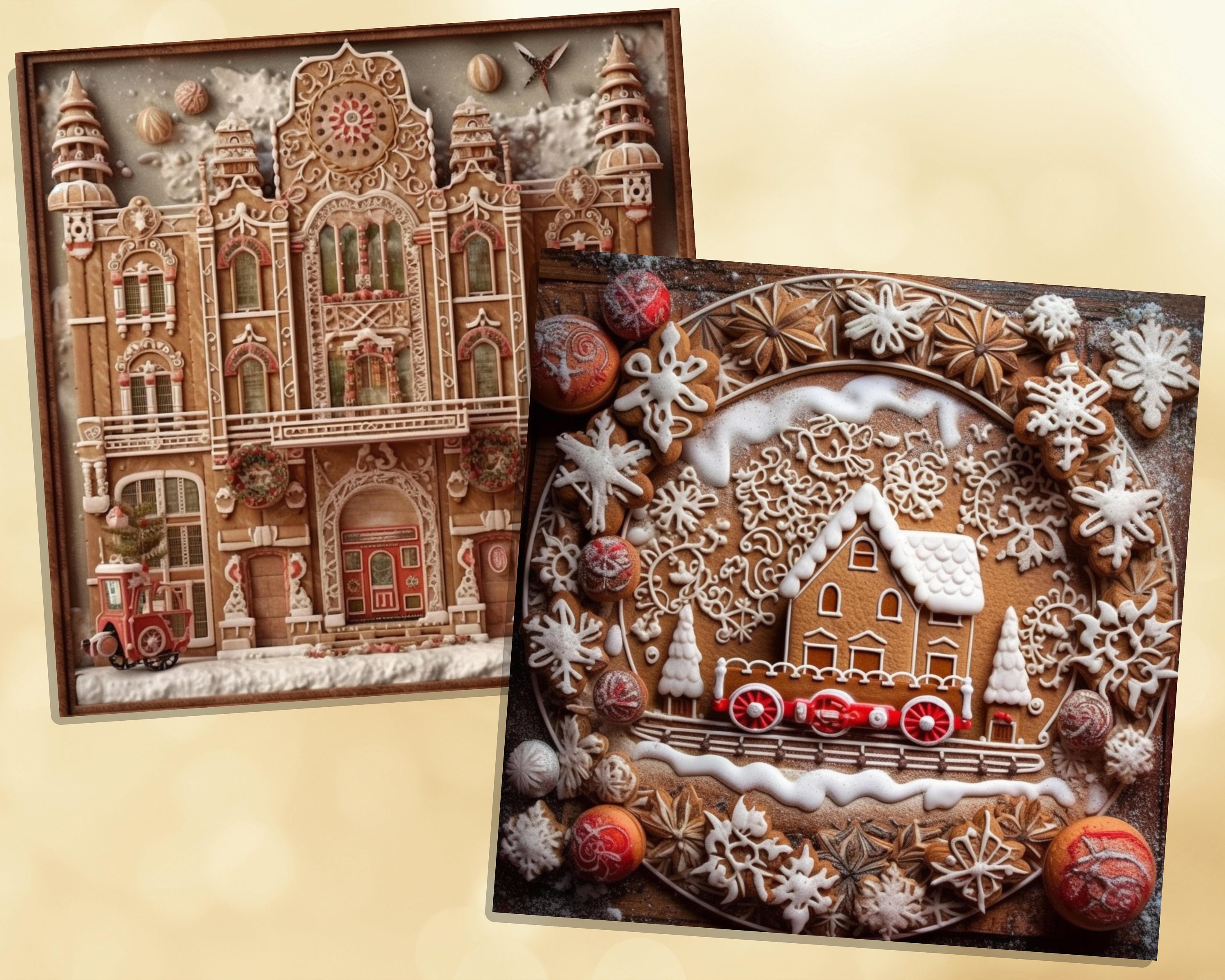 Printable Gingerbread Christmas House Digital Papers, Cookie Pages ...