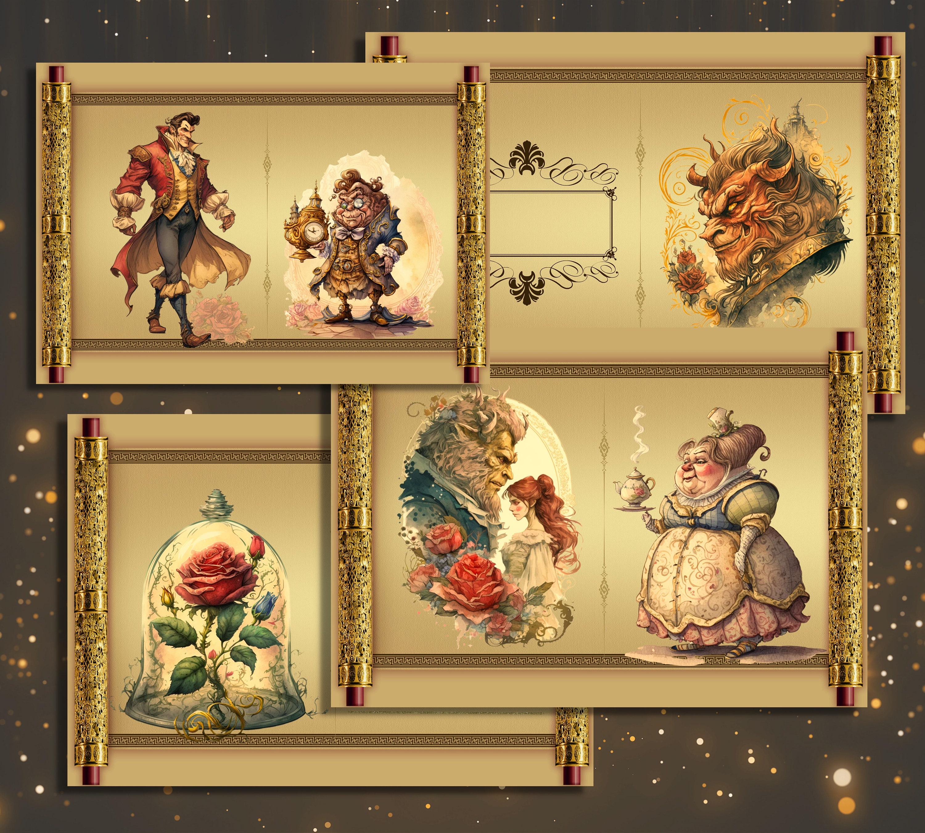 Printable Beauty and the Beast Paper, Belle Beauty Ephemera, Beauty and ...