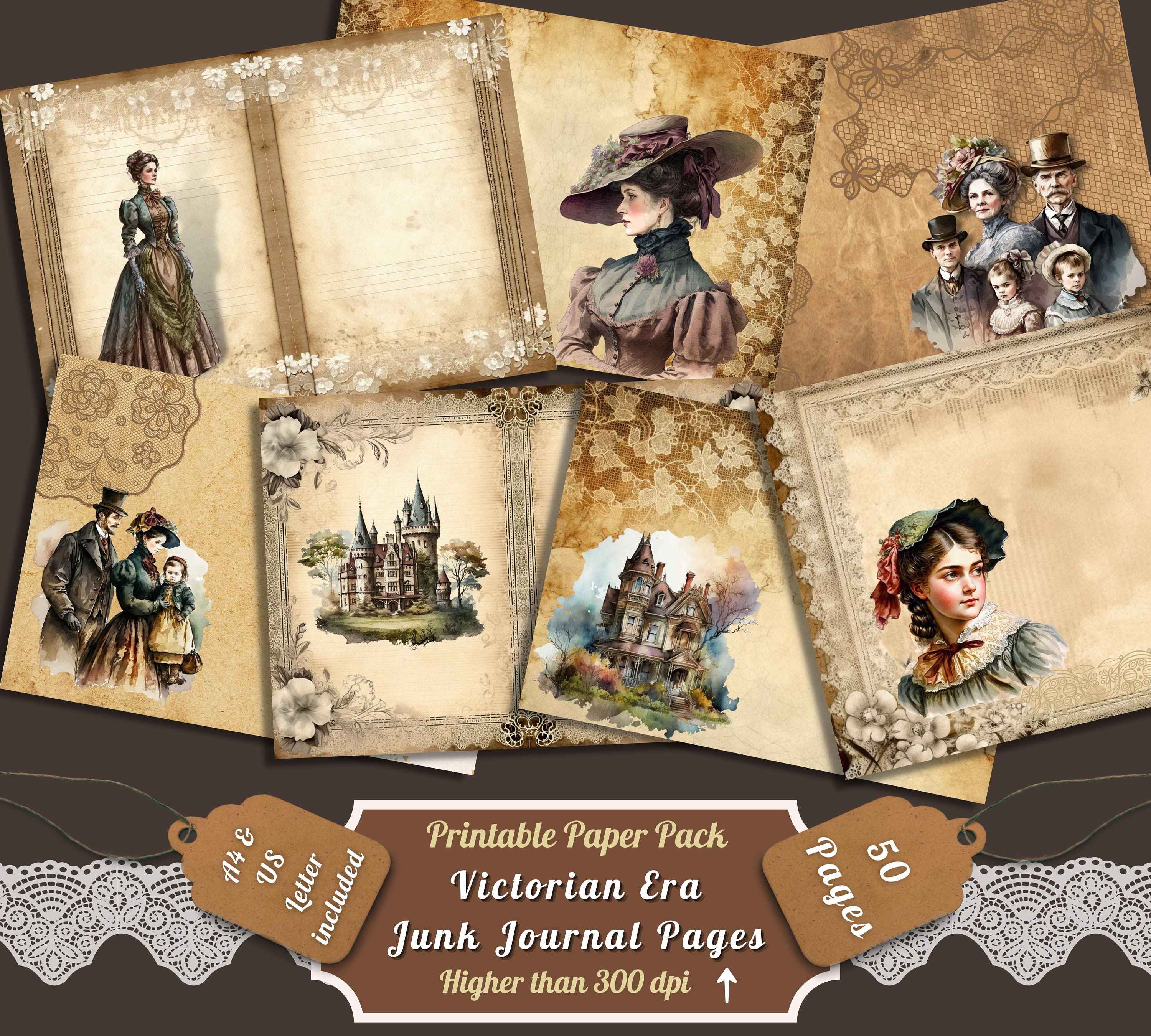 Printable Victorian Era Digital Paper, Victorian Gentlemen Ephemera ...