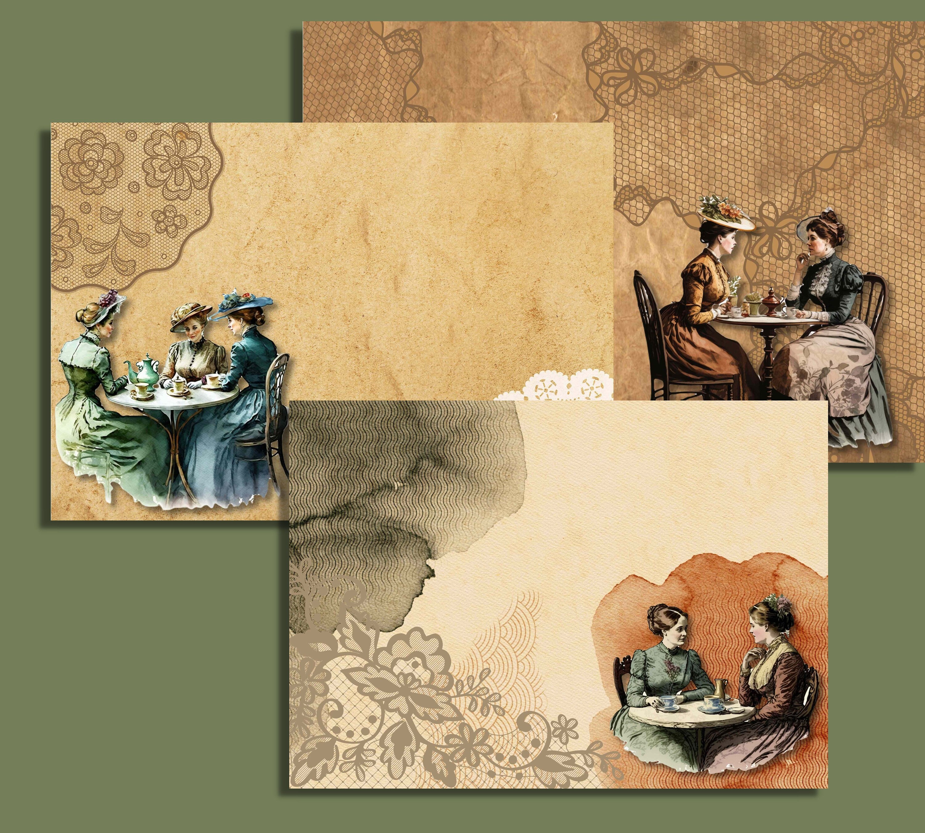 Printable Victorian Lady Digital Paper, Victorian Women Ephemera ...