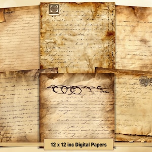 Printable Antique Digital Papers, Handwritten Pages, Old Background ...