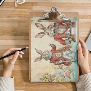 Printable Rabbit Watercolour Digital Paper, Dressed Animals Ephemera ...