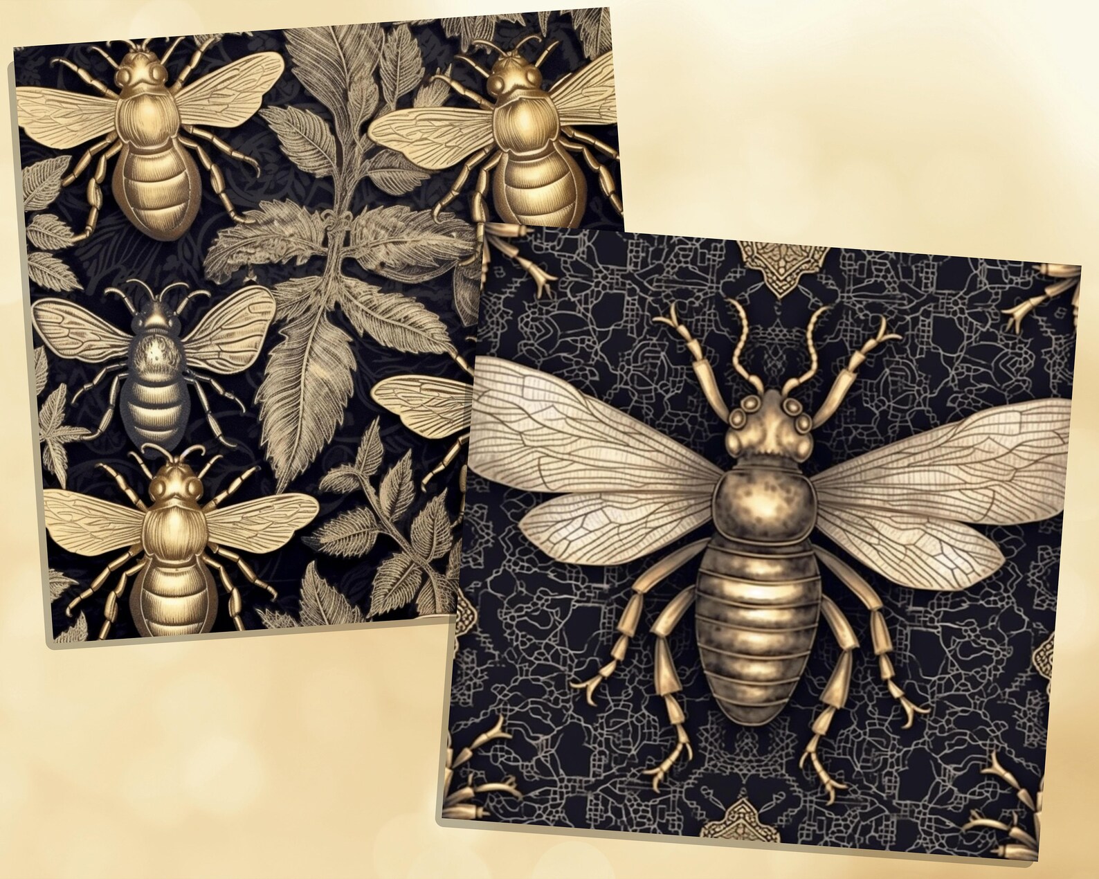 Printable Black and Gold Bee Digital Papers, Honey Bee Pages, Bees ...