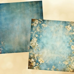 Printable Vintage Blue Digital Paper, Pretty Pages, Shabby Chic ...
