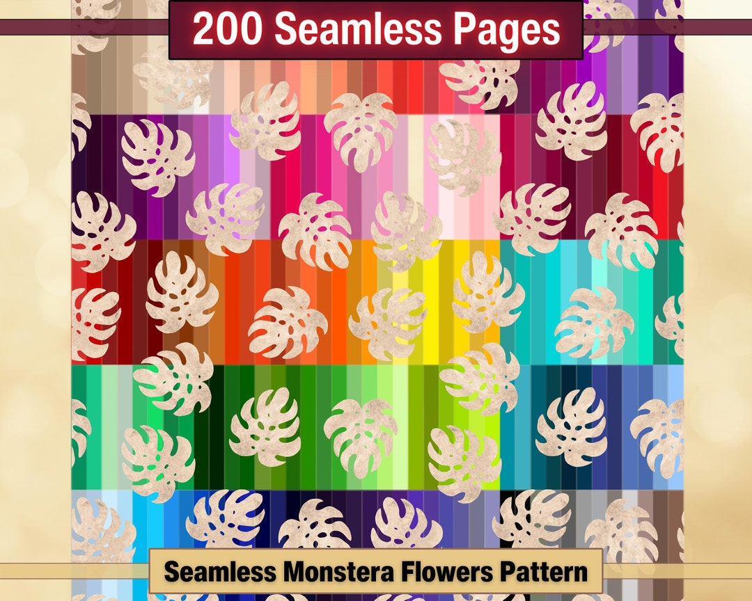 Printable 200 Seamless Monstera Pattern Digital Papers, Monstera Plant ...