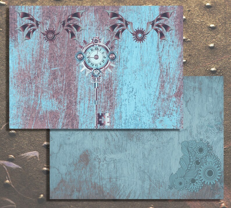 Printable Steampunk Blue Digital Paper Patina Steam Punk - Etsy