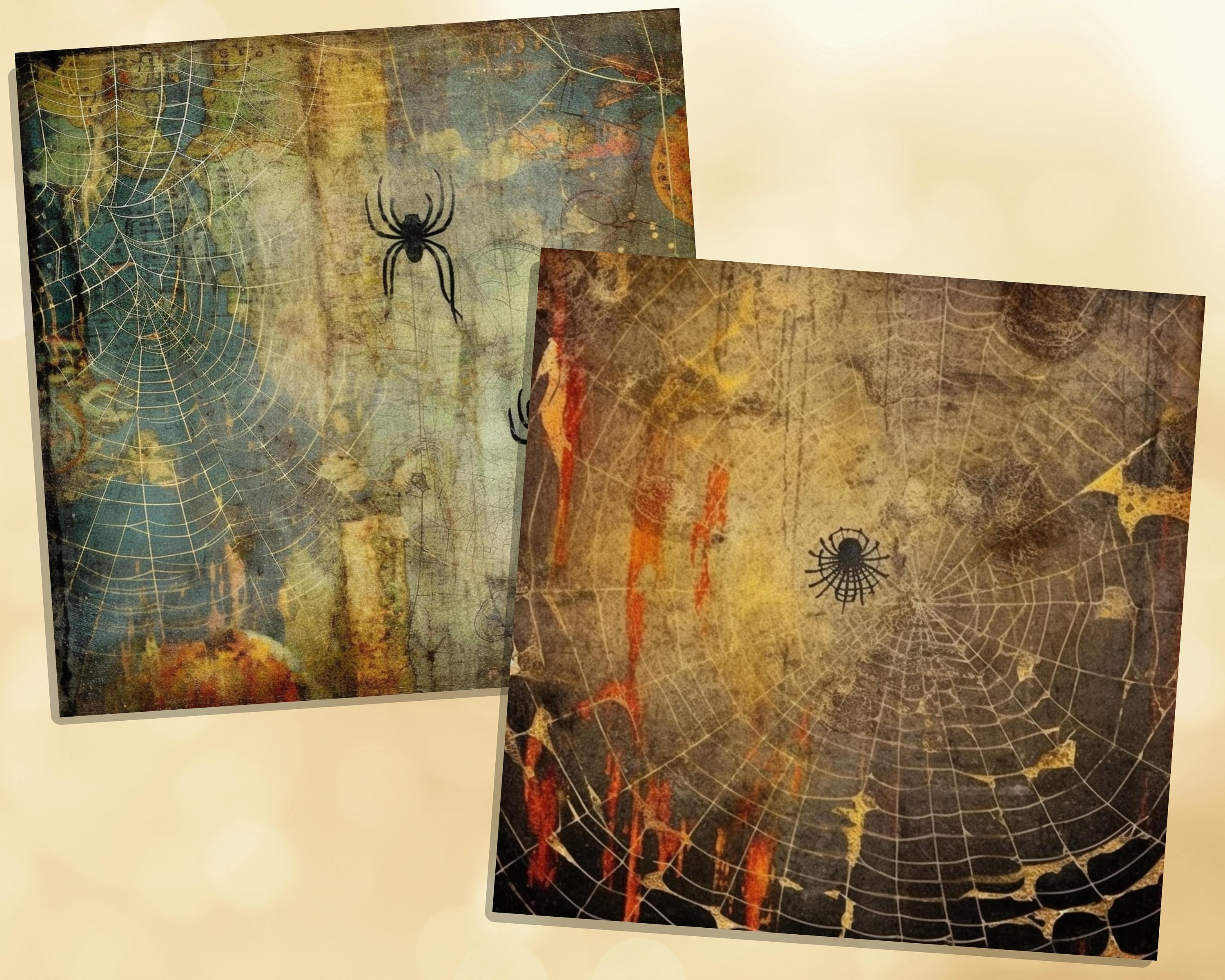 Printable Spider Grunge Cobweb Digital Paper, Halloween Page ...