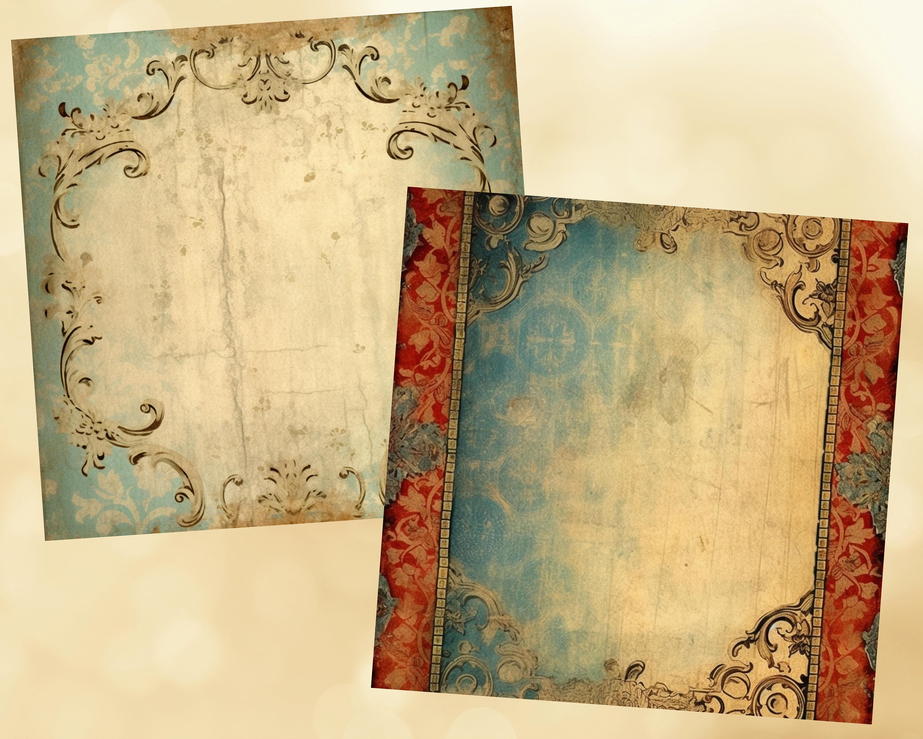 Printable Floral Shabby Digital Papers, Damask Pages, Antique ...