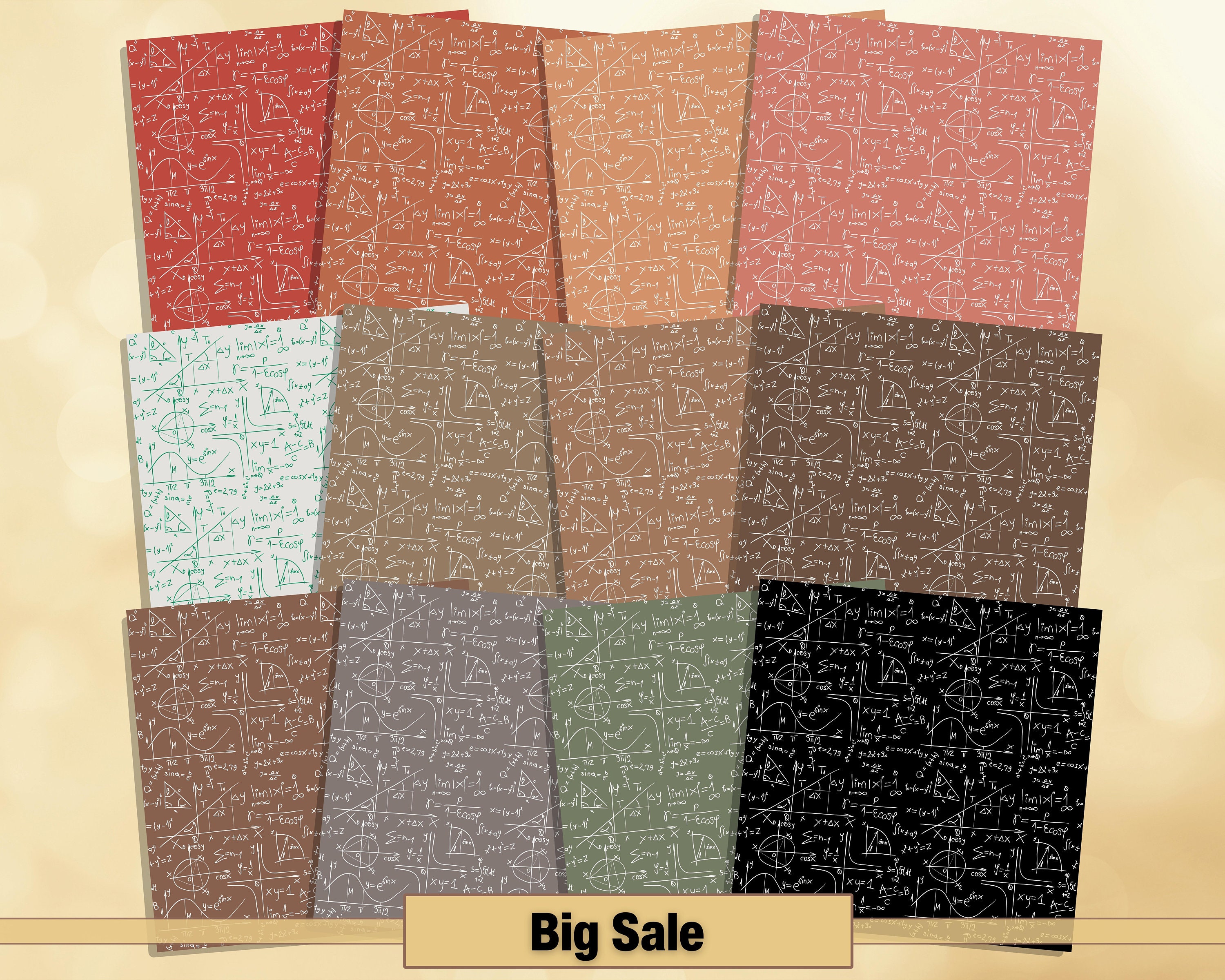 Printable 200 Seamless Math Formulas Pattern Digital Papers ...