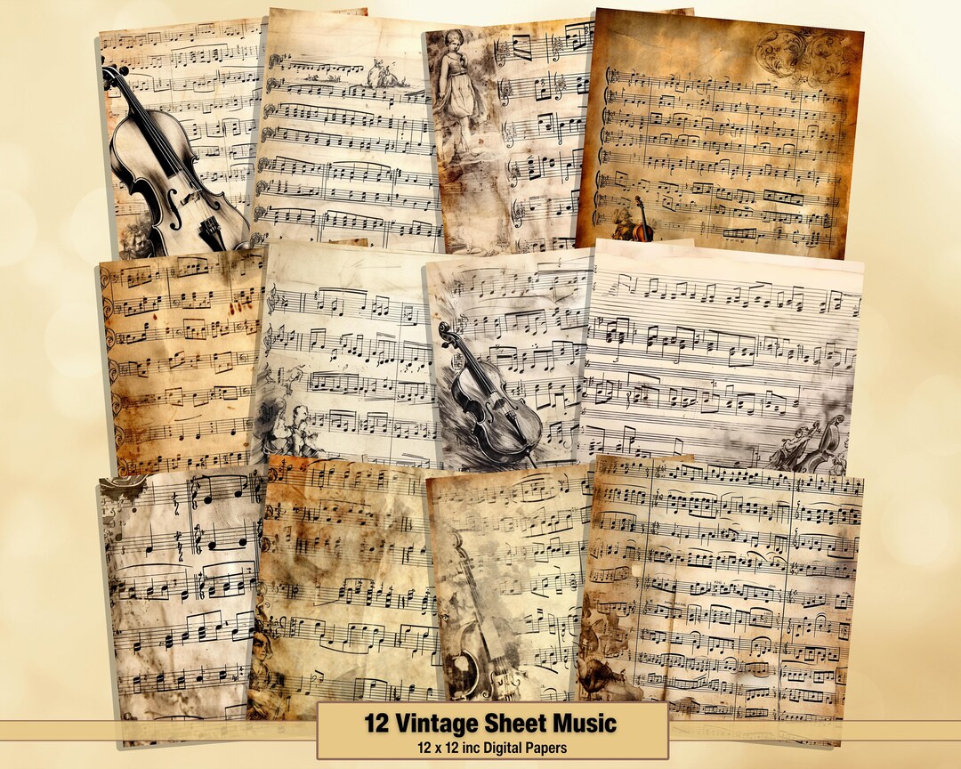 Printable Vintage Sheet Music: Aged Paper Ephemera (digital Download ...