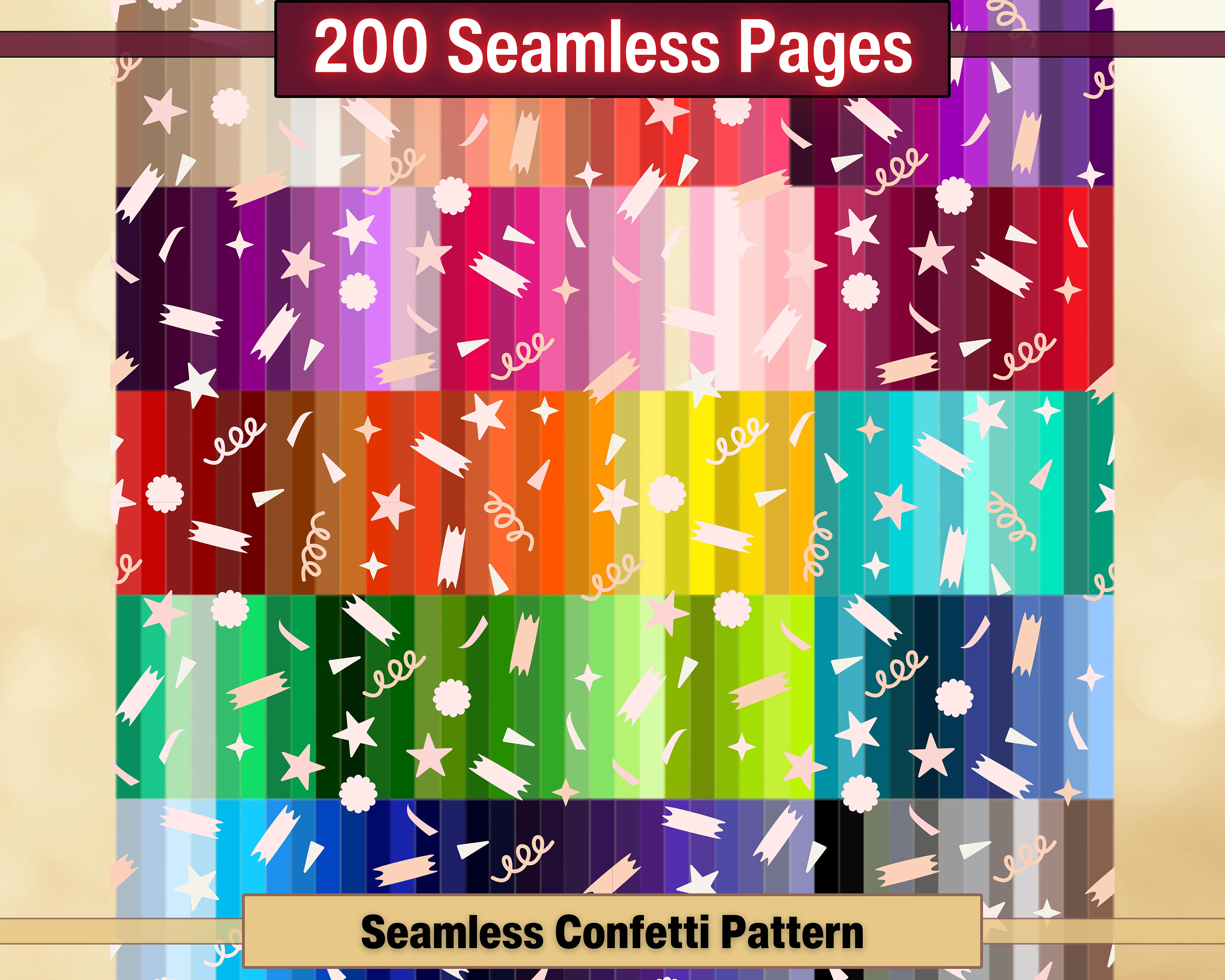 Printable 200 Seamless Confetti Pattern Digital Papers, Confetti Colour ...