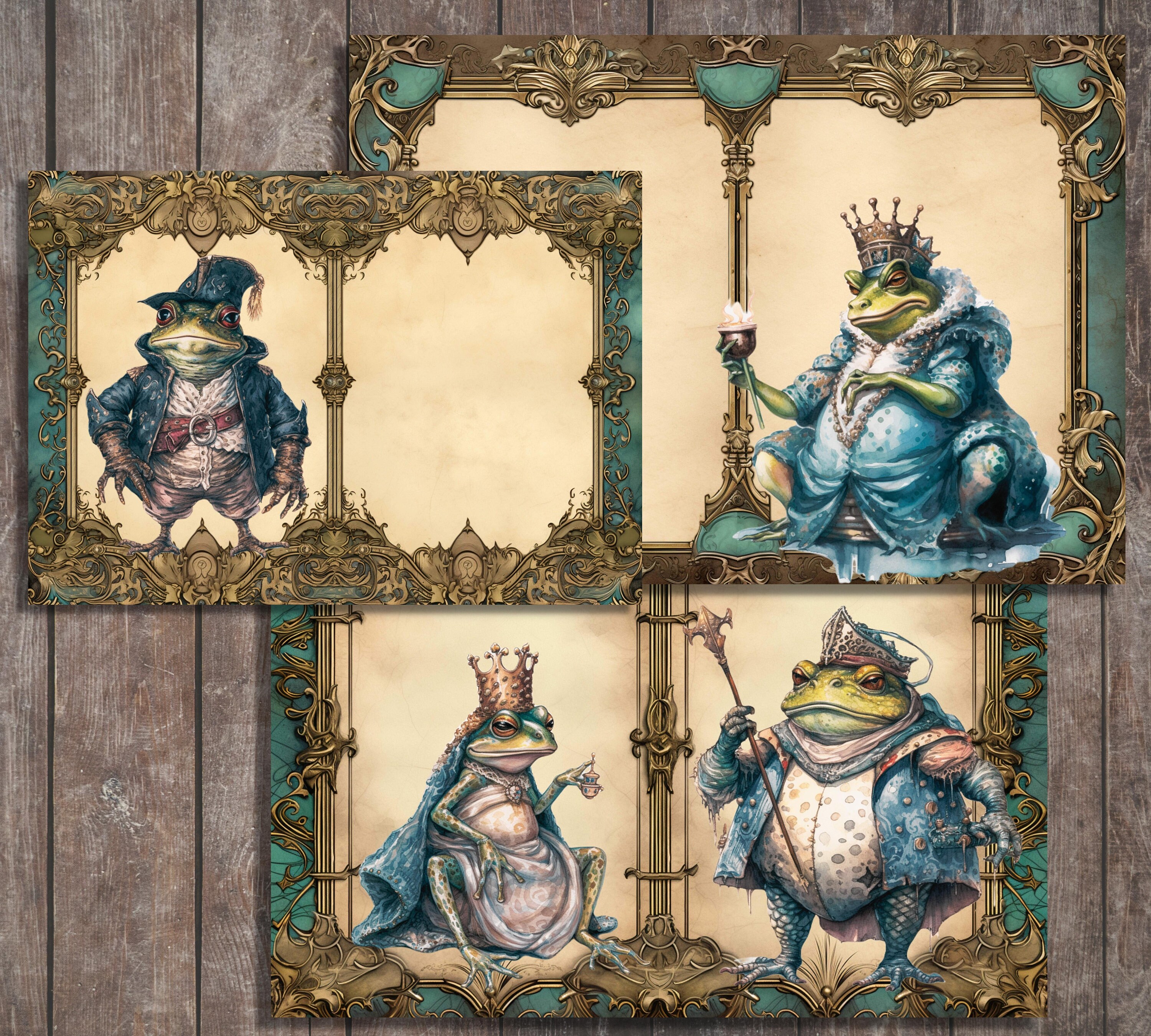 Printable Victorian Frog Digital Paper Dressed Animal - Etsy