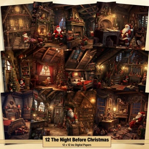 Printable the Night Before Christmas Digital Papers, Santa Page, Noel ...