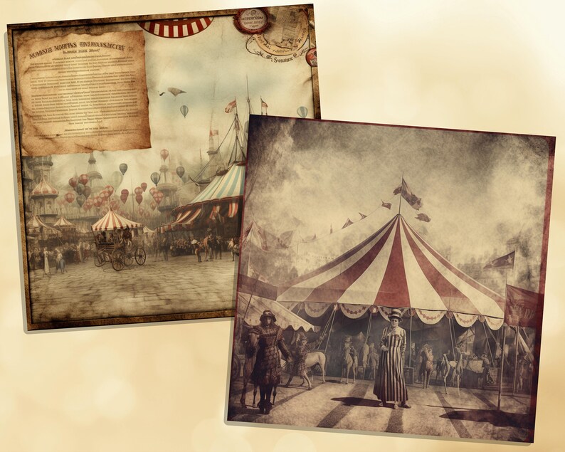 Printable Creepy Circus Digital Papers, Scary Carnival Pages ...