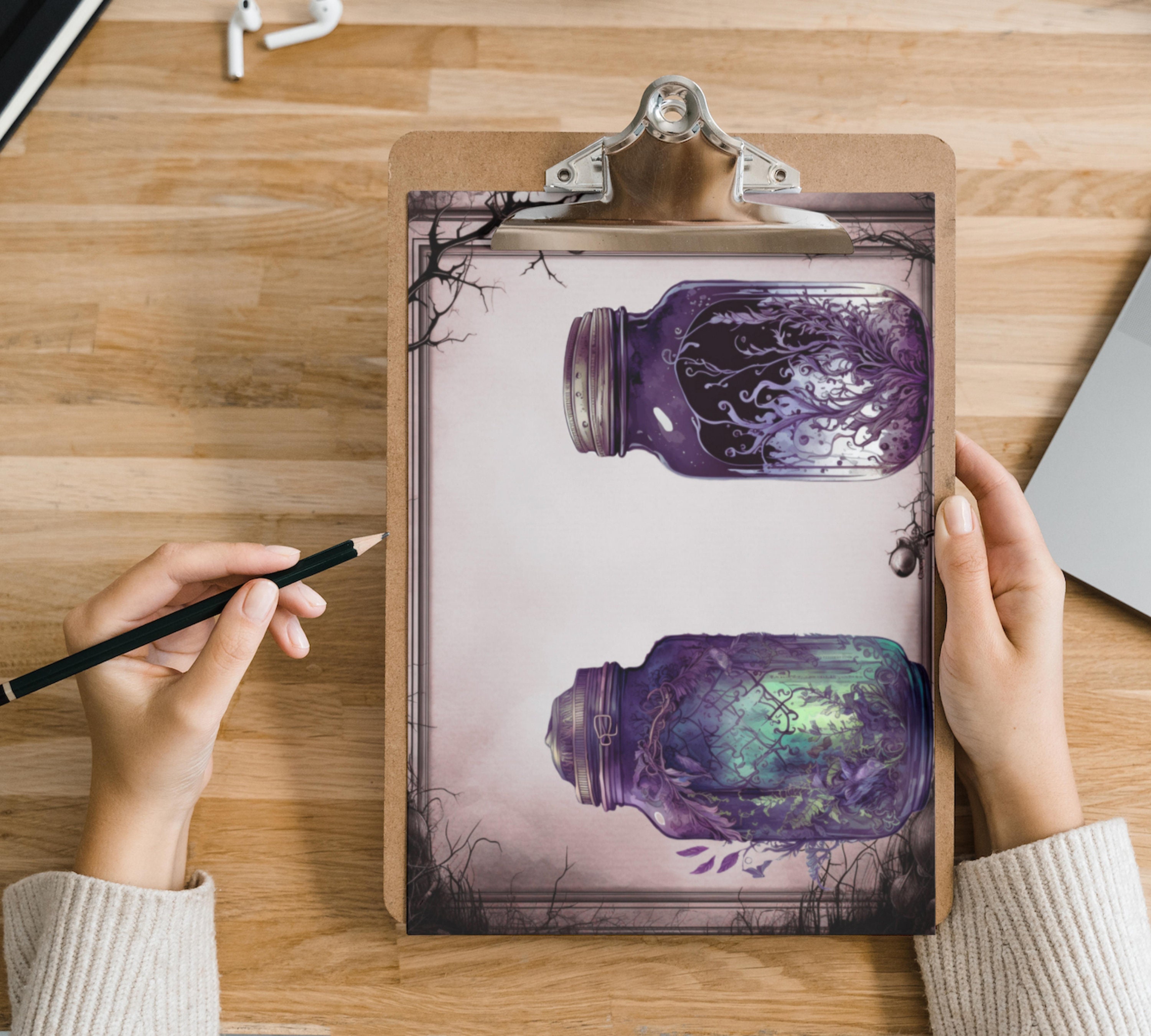 Printable Gothic Jars Digital Paper Mason Jar Ephemera - Etsy Australia