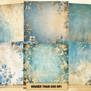 Printable Vintage Blue Digital Paper, Pretty Pages, Shabby Chic ...