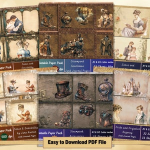 Printable Victorian Digital Papers Mega Bundle, Jane Austen Pages ...