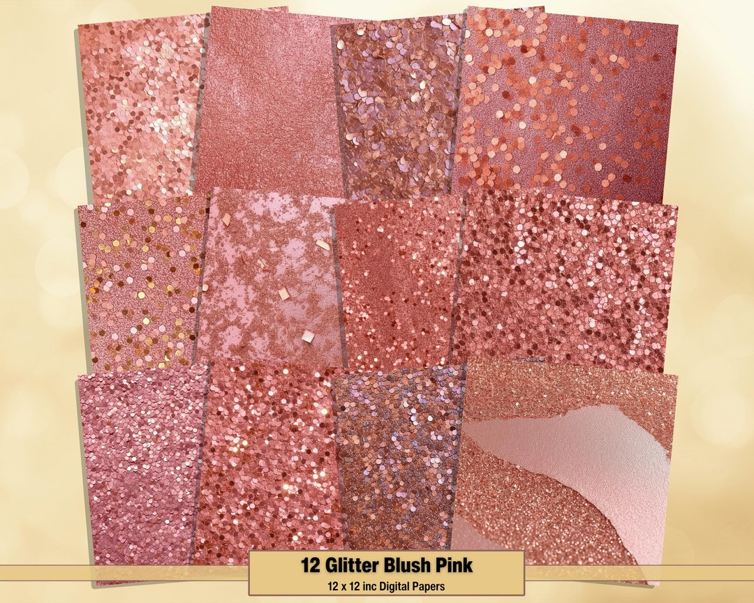 Printable Glitter Blush Pink Digital Papers, Pink Sequins Pages ...