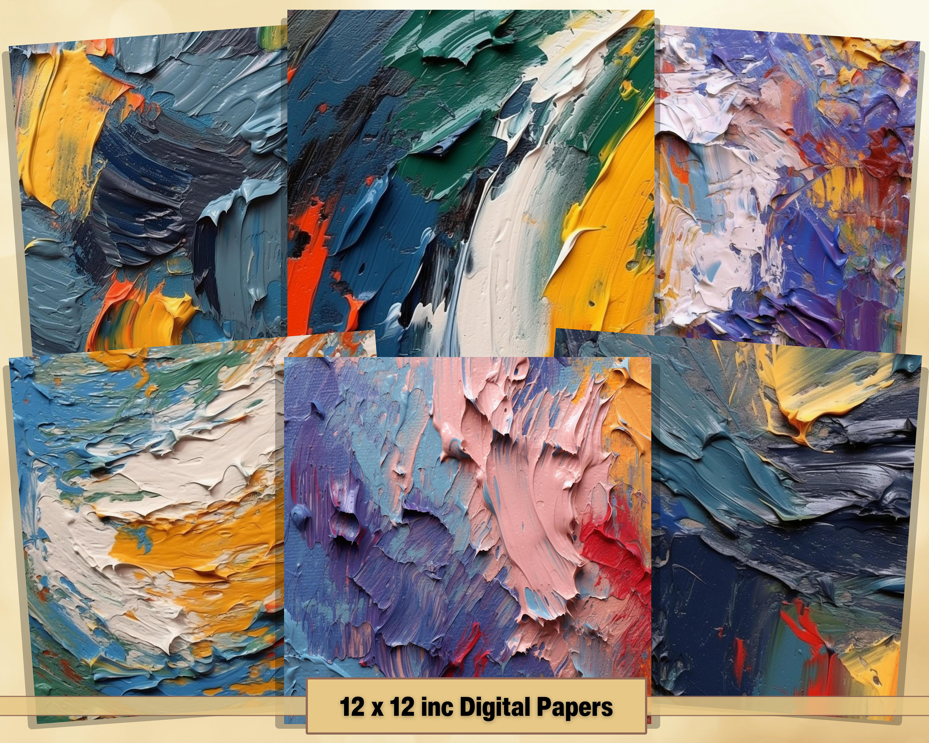 Printable Thick Oil Paint Texture Digital Papers Brush - Etsy
