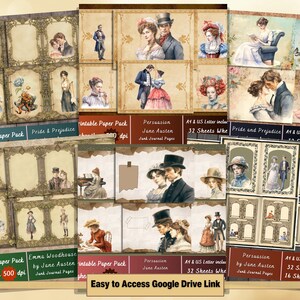 Printable Victorian Digital Papers Mega Bundle, Jane Austen Pages ...