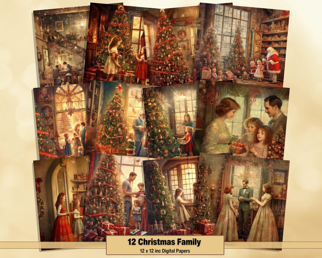 Printable Christmas Family Digital Papers, Xmas Pages, Cozy Background ...