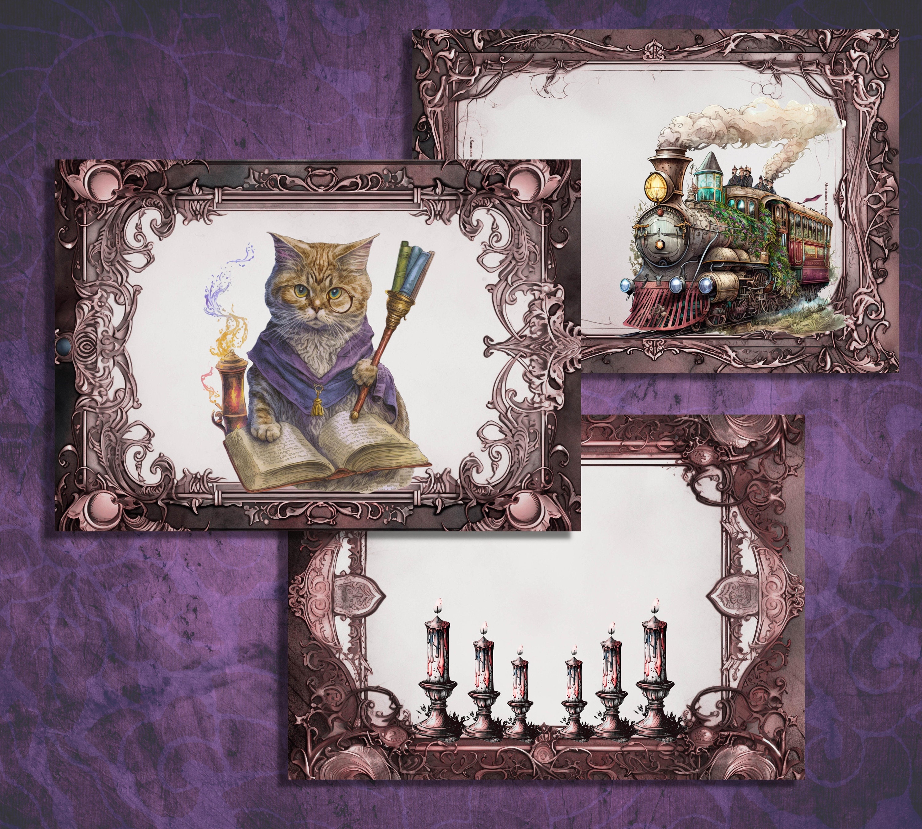 Printable Wizard Digital Paper Victorian Gothic Ephemera - Etsy