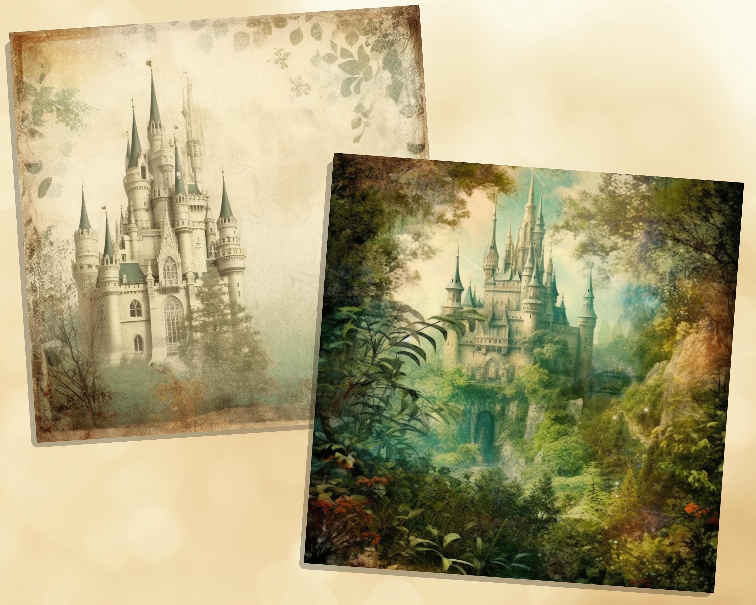 Printable Fairy Fantasy Castle Digital Paper Fantasy Page - Etsy