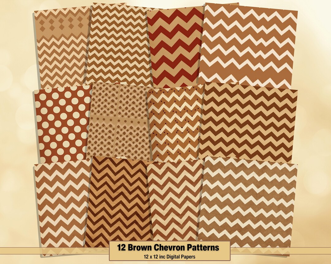 Printable Brown Chevron Patterns Digital Papers, Polka Dots Pages ...