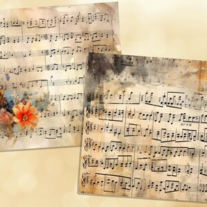 Printable Illustrated Sheet Music Digital Paper, Music Pages ...