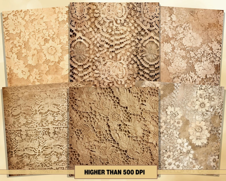 Printable Antique Lace Digital Papers, Lace Page, Distressed Background ...