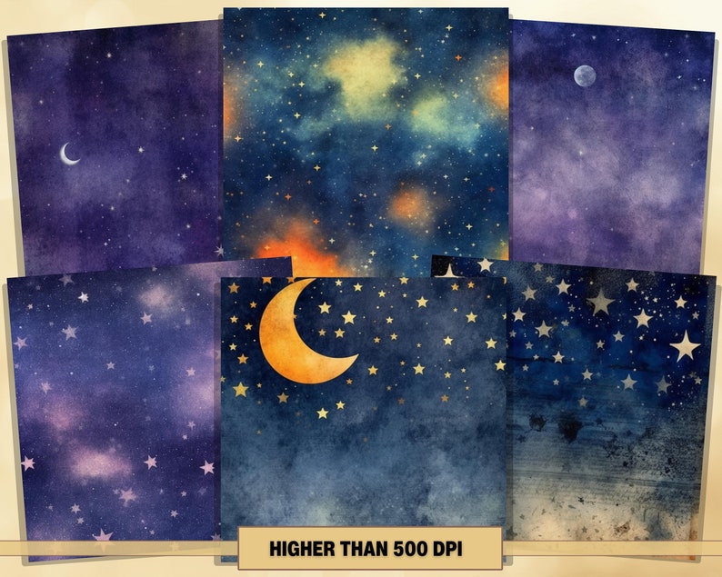Printable Twilight Skies Digital Papers, Night Sky and Stars Pages ...