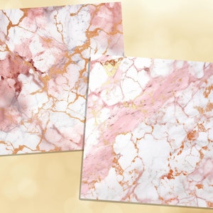 Printable Rose Gold Marble Digital Papers, Marble Pages, Pink & White ...