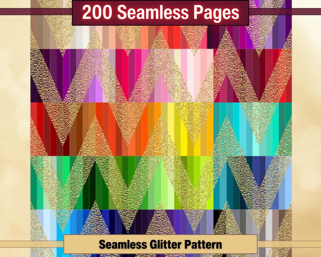 Printable 200 Seamless Glitter Chevron Pattern Digital Papers, Rainbow ...