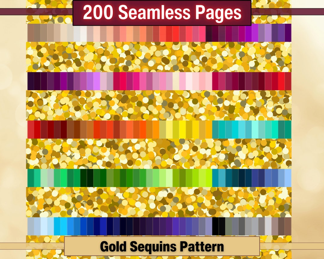 Printable 200 Seamless Gold Sequins Pattern Digital Papers, Rainbow ...