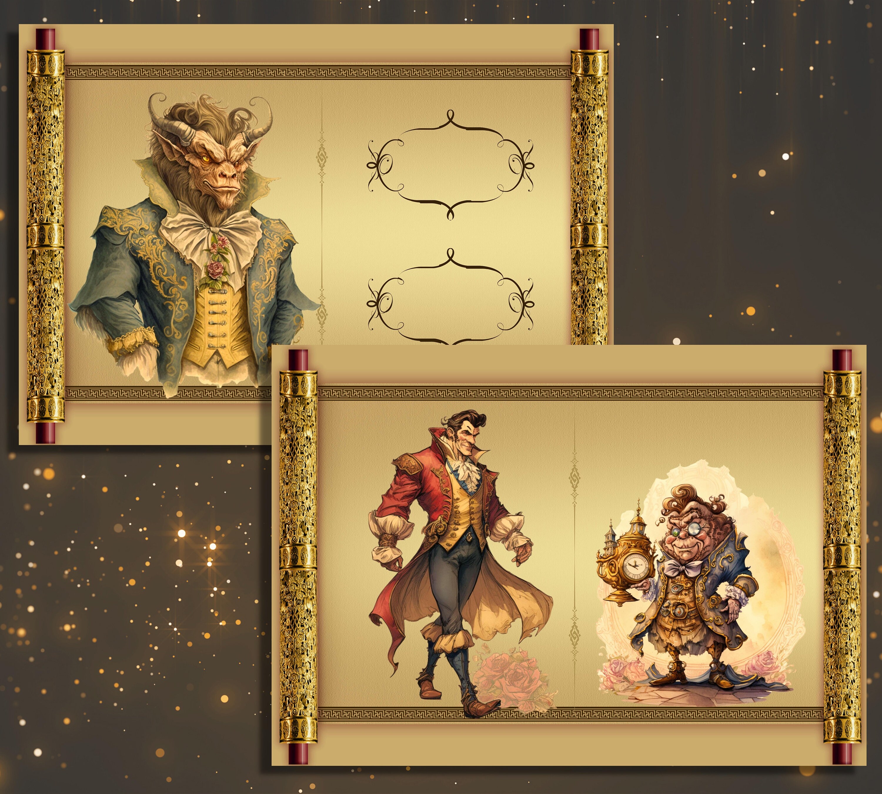 Printable Beauty and the Beast Paper, Belle Beauty Ephemera, Beauty and ...