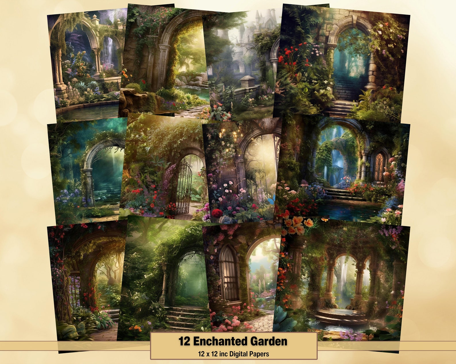 Printable Enchanted Garden Digital Paper, Magical Garden Pages ...