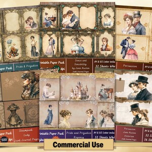 Printable Victorian Digital Papers Mega Bundle, Jane Austen Pages ...
