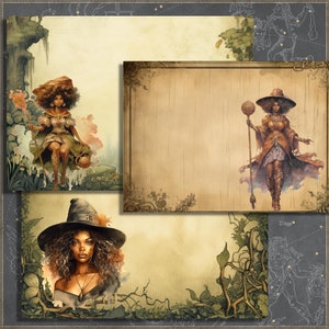 Printable Black Witch Digital Paper, Gothic Witchy Ephemera, Witchcraft ...